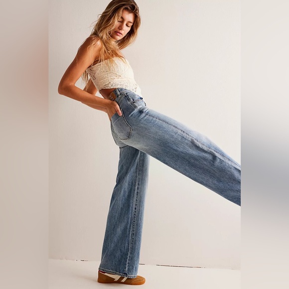 We The Free | Jeans | Free People Wide Leg Blue Jeans | Poshmark